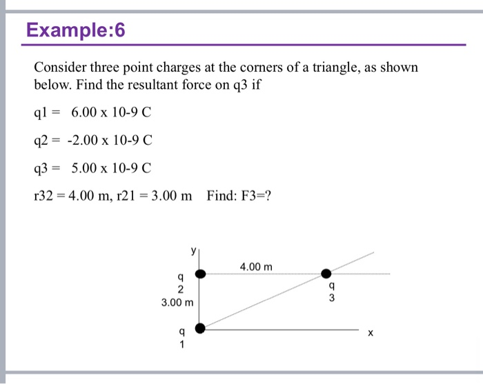 Solved Example 5 Three charged objects are placed as shown. | Chegg.com