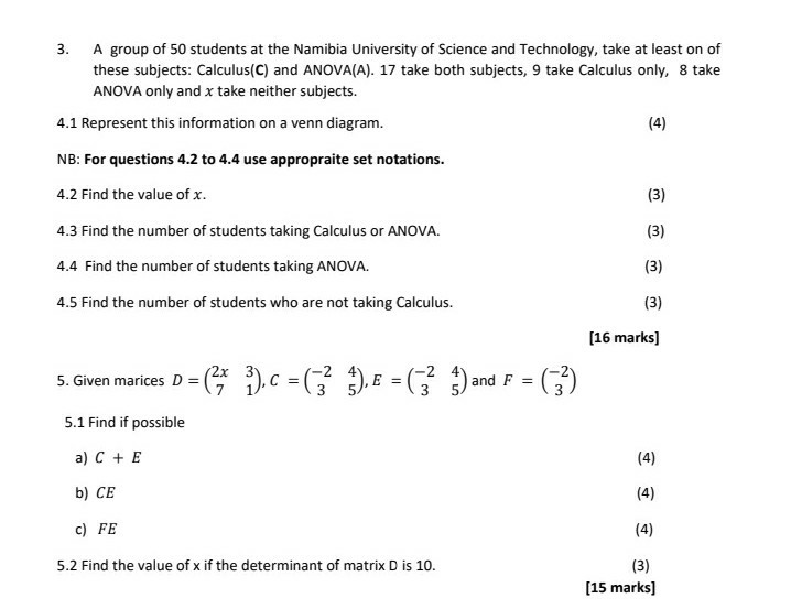 Solved 3. A group of 50 students at the Namibia University | Chegg.com