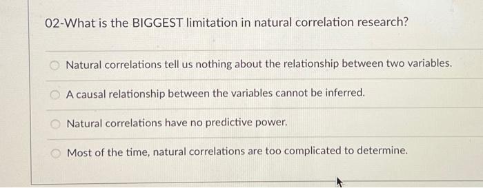 Solved 02-What is the BIGGEST limitation in natural | Chegg.com