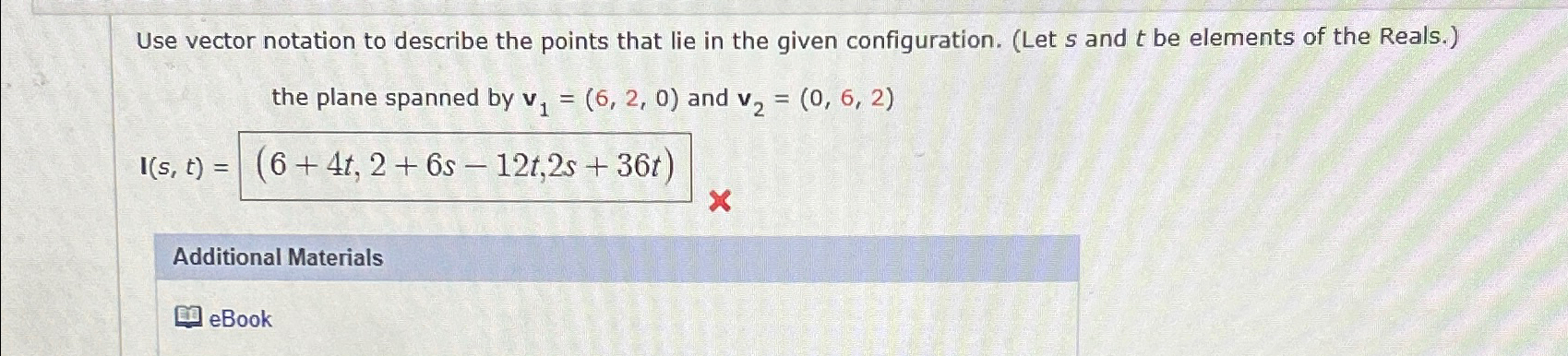 Solved Use vector notation to describe the points that lie | Chegg.com