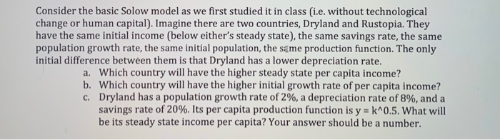 Solved Consider the basic Solow model as we first studied it | Chegg.com