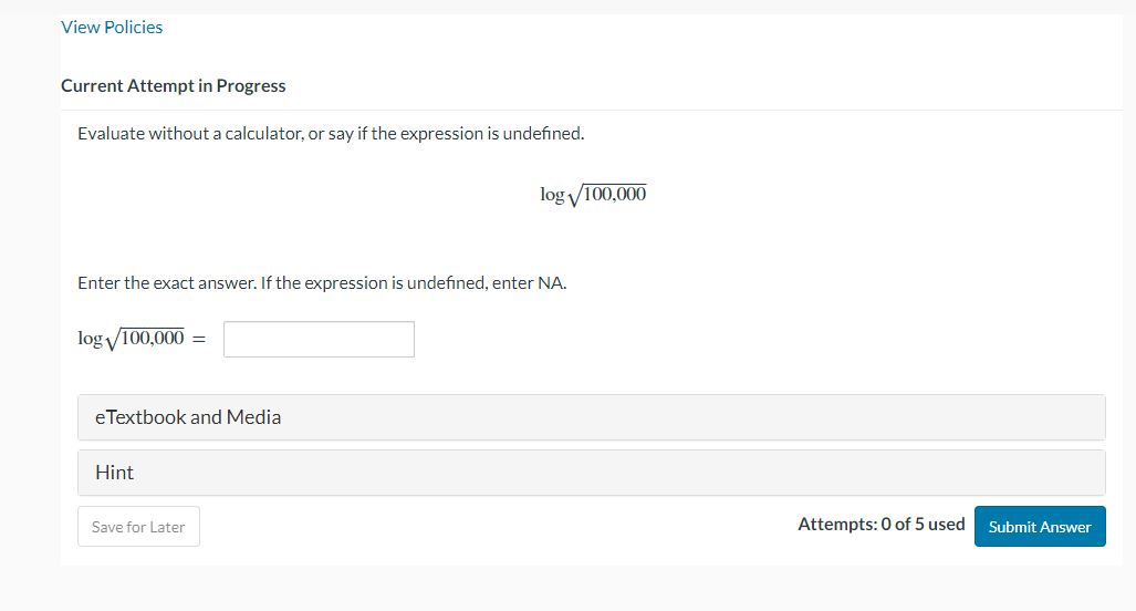 Solved View PoliciesCurrent Attempt in ProgressEvaluate | Chegg.com