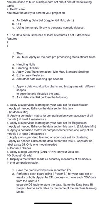 Solved You are asked to build a simple data set about one of | Chegg.com
