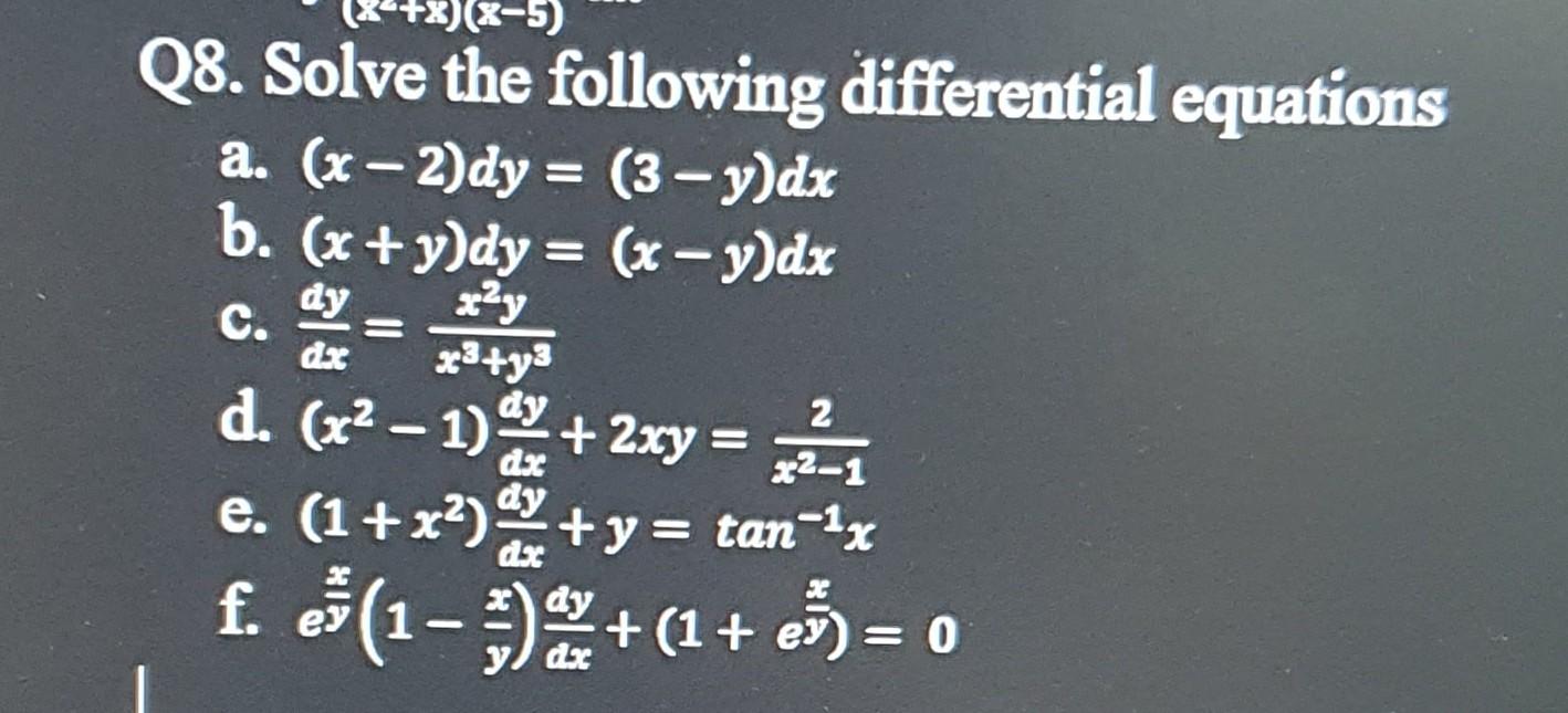 Solved how can we solve these using exact, homogeneous, | Chegg.com