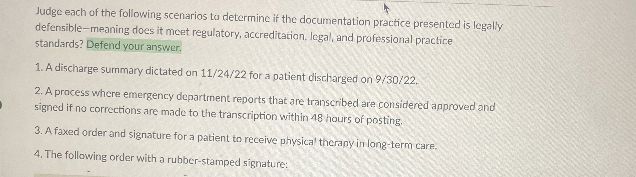 Solved Judge each of the following scenarios to determine if | Chegg.com
