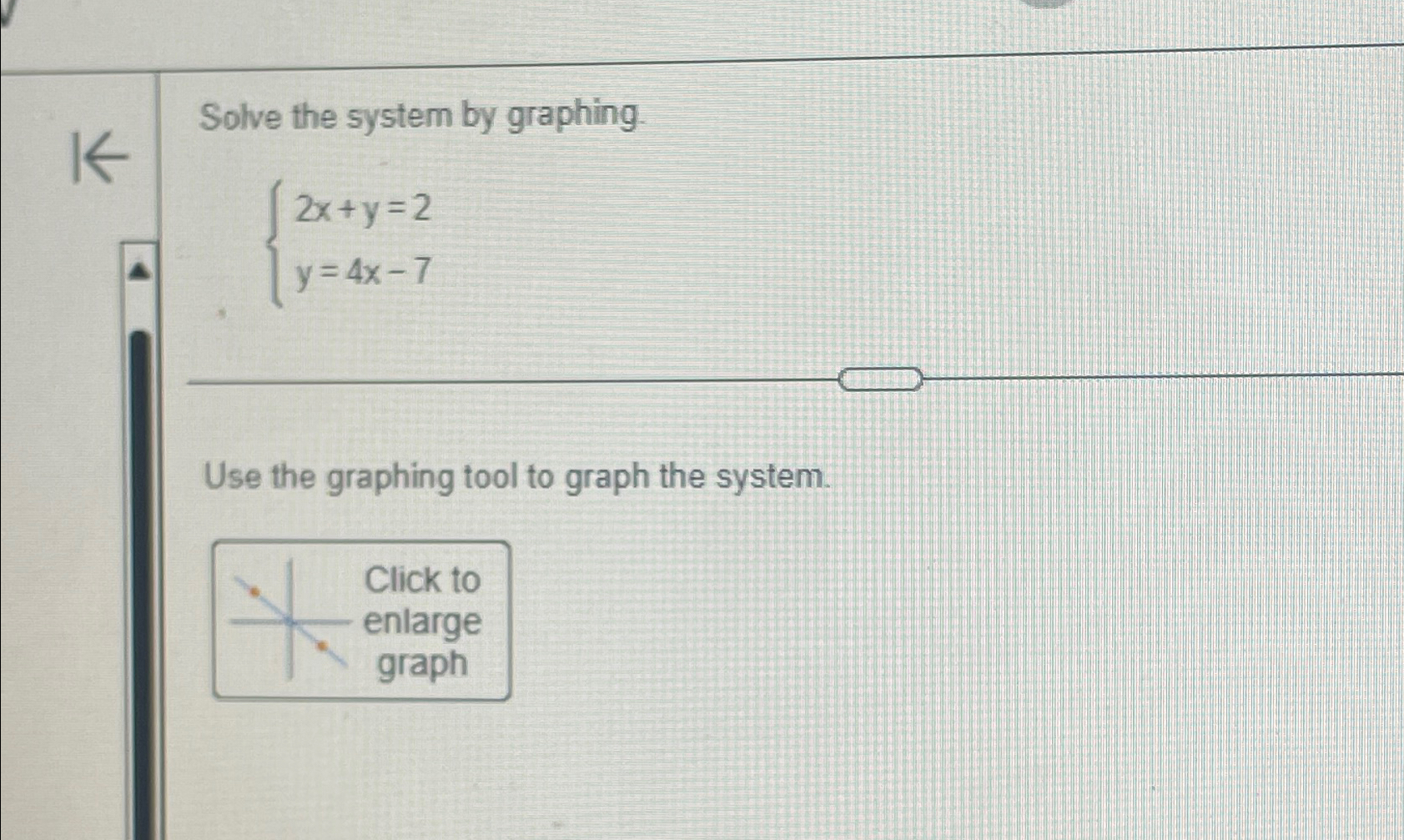 Solved Solve the system by graphing.2x+y=2y=4x-7Use the | Chegg.com