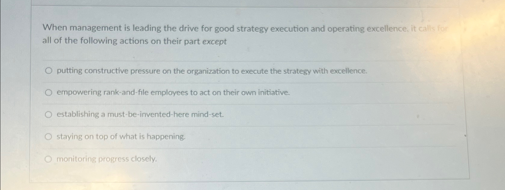 Solved When management is leading the drive for good | Chegg.com