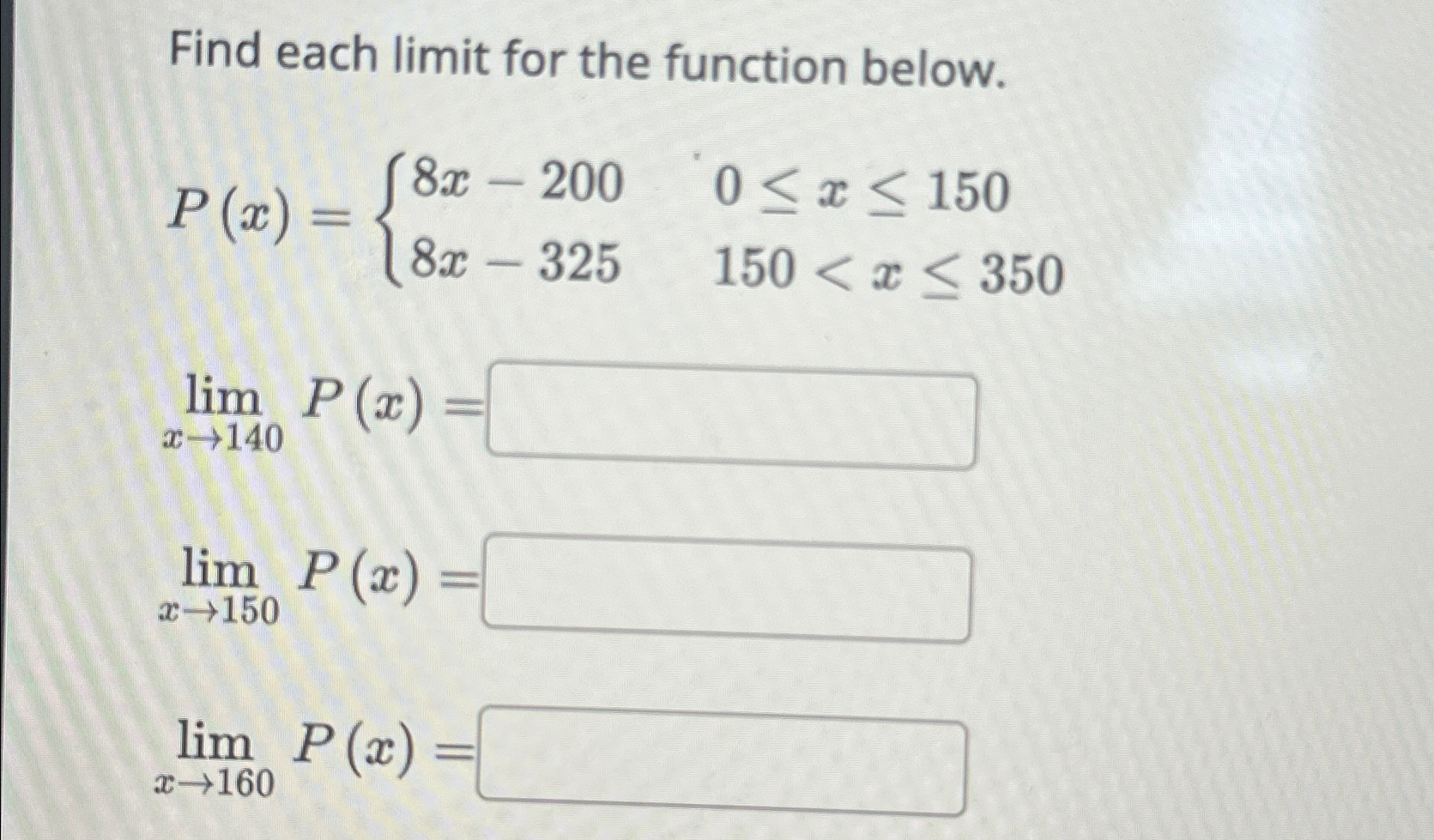 Solved Find each limit for the function | Chegg.com