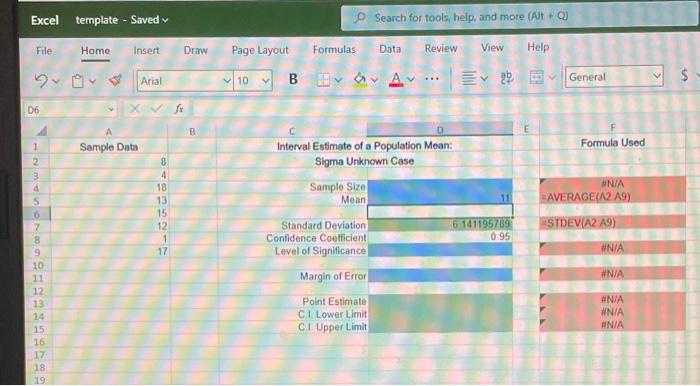 Solved Excel template - Saved Search for tools, help, and | Chegg.com