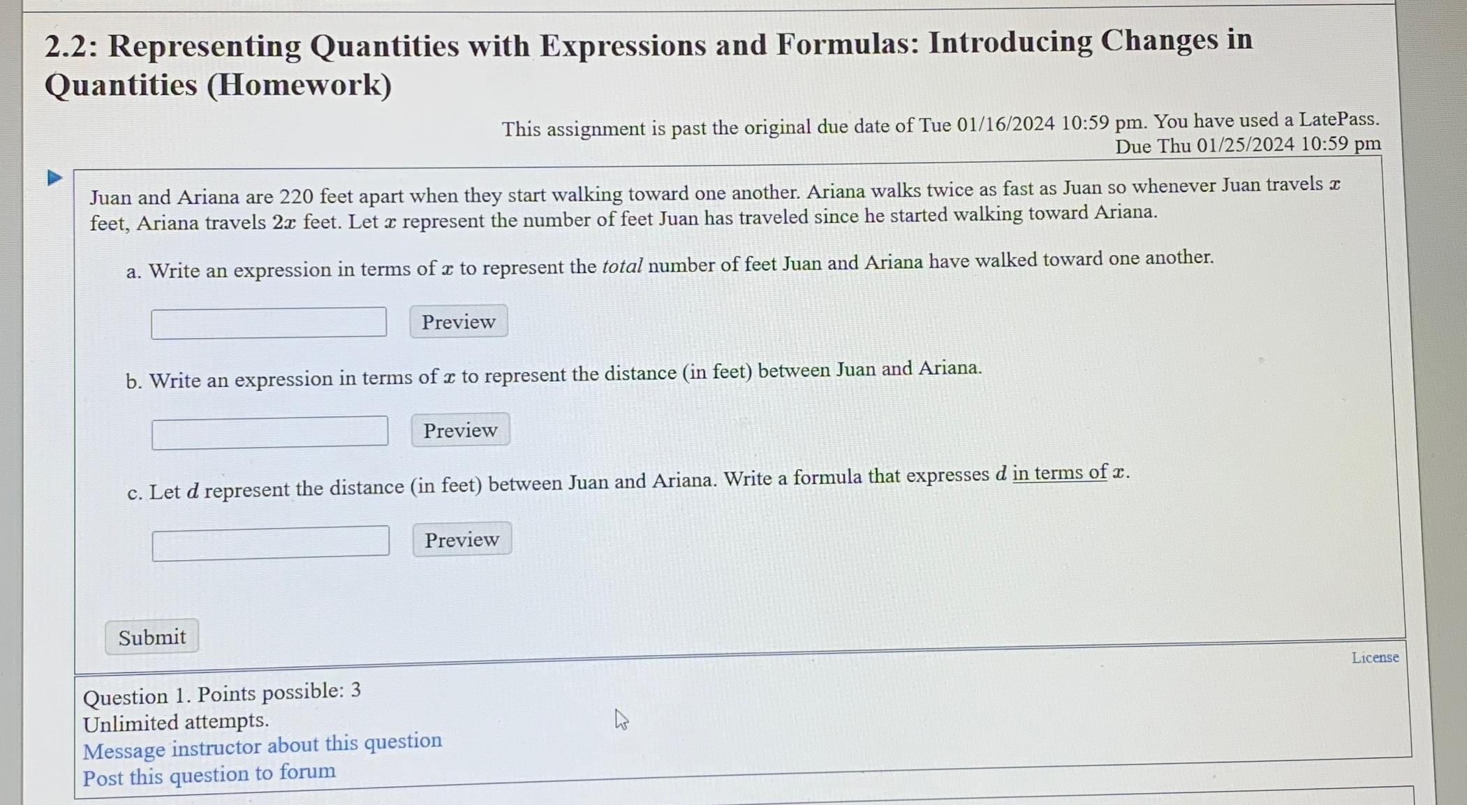 Solved 2.2: Representing Quantities with Expressions and | Chegg.com