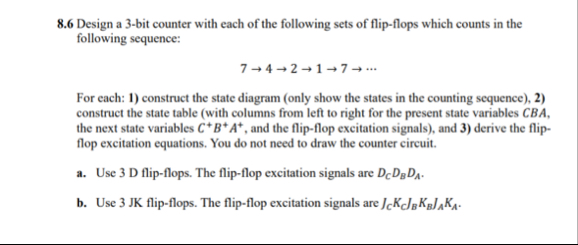 Solved 8.6 ﻿Design a 3-bit counter with each of the | Chegg.com