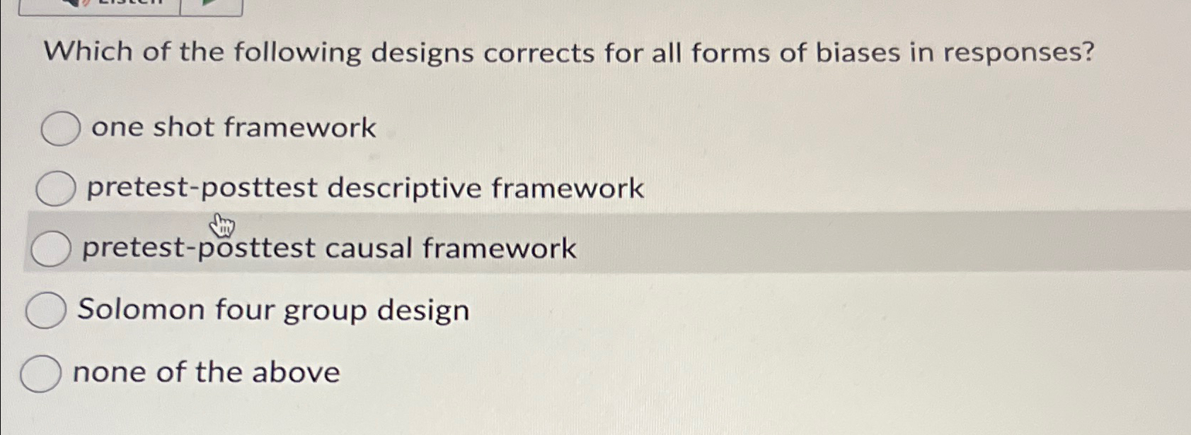 Solved Which of the following designs corrects for all forms | Chegg.com