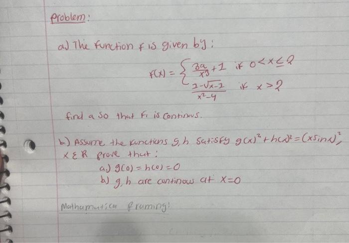 Solved This problem requires the squeeze theorem for the | Chegg.com