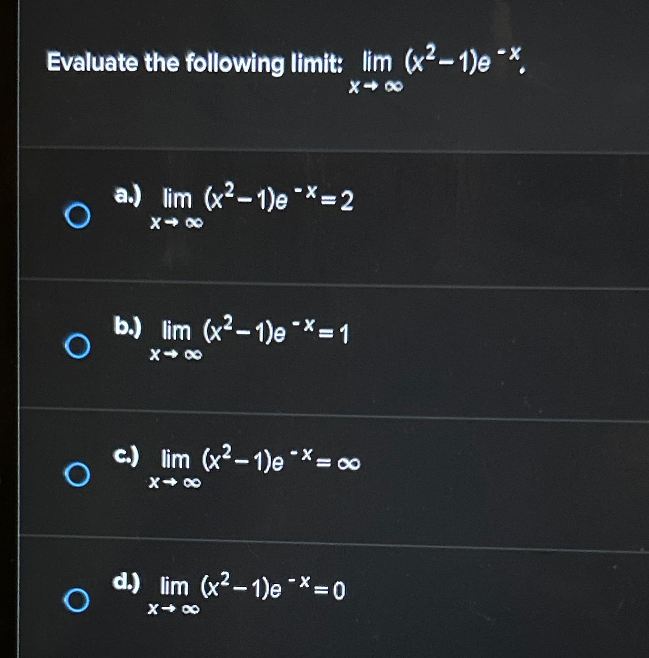 Solved Evaluate the following limit: | Chegg.com