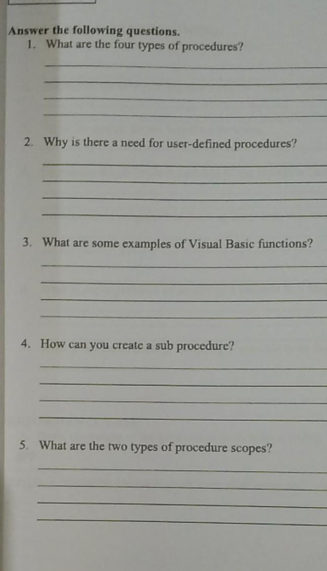 Solved Answer the following questions. 1. What are the four | Chegg.com