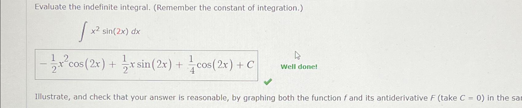 Solved Evaluate the indefinite integral. (Remember the | Chegg.com