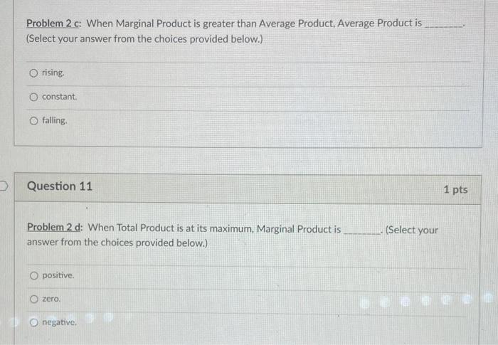 Solved Problem 2: Total/Average/Marginal Product Answer | Chegg.com