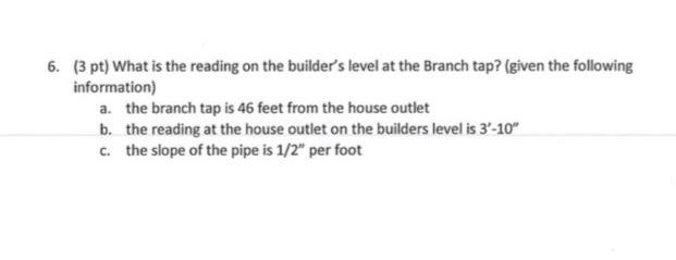Solved 6. (3 pt) What is the reading on the builder's level | Chegg.com