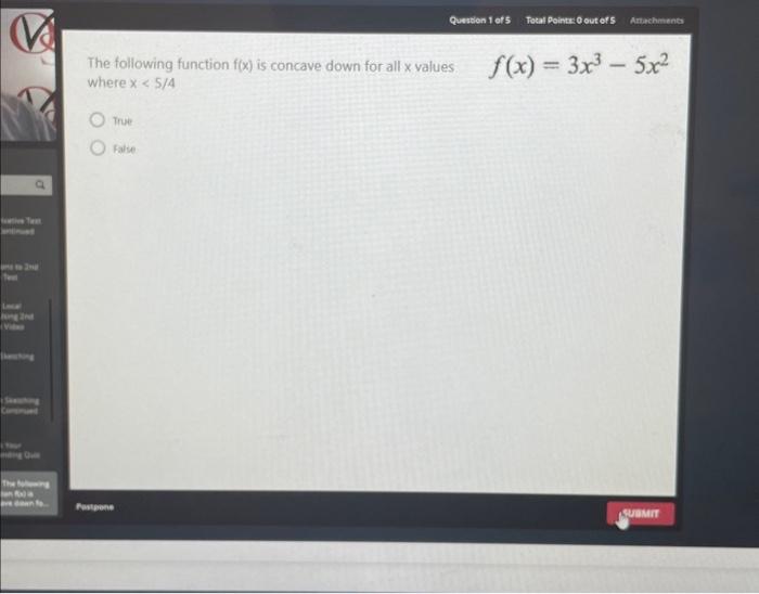 Solved The following function f(x) is concave down for all x | Chegg.com