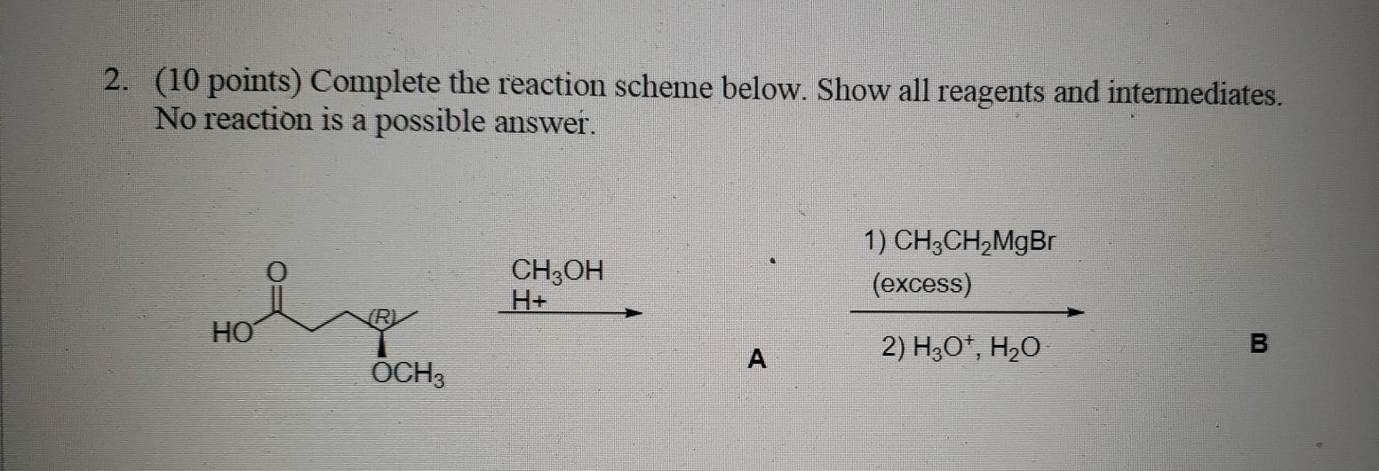 Solved 2. (10 points) Complete the reaction scheme below. | Chegg.com
