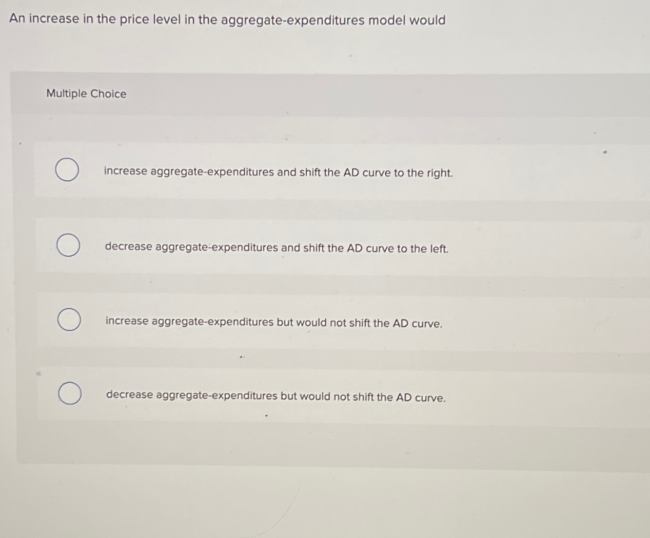 Solved An increase in the price level in the | Chegg.com