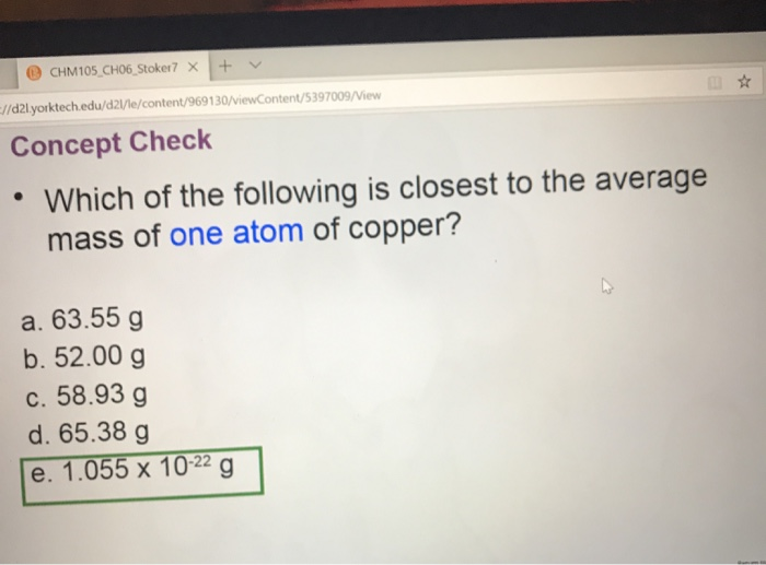 Solved CHM105 CHO6_Stoker7 x + v | Chegg.com