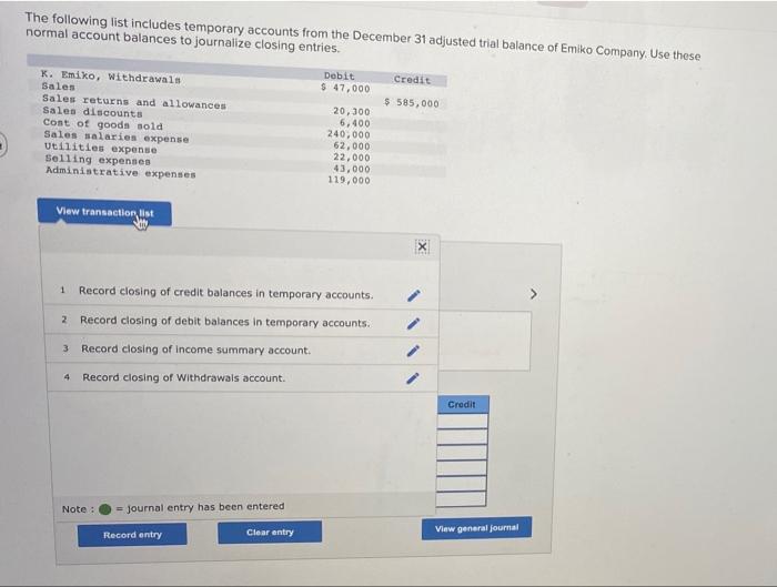 Solved The following list includes temporary accounts from | Chegg.com