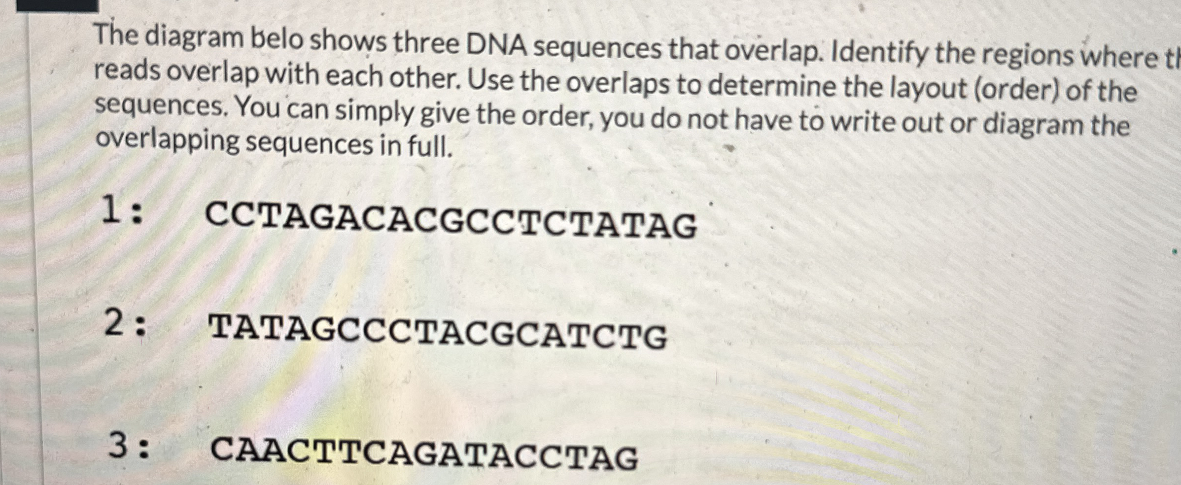Solved The diagram belo shows three DNA sequences that | Chegg.com