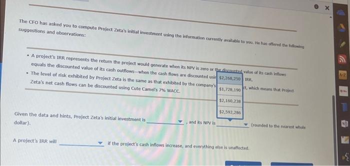 Solved The net present value (NPV) and internal rate of | Chegg.com