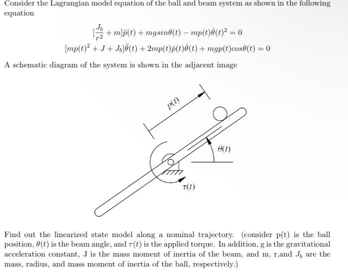 Solved Consider the Lagrangian model equation of the ball | Chegg.com