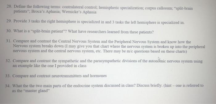 Solved 28. Define the following terms: contralateral | Chegg.com