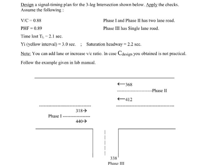 Design a signal-timing plan for the 3-leg | Chegg.com