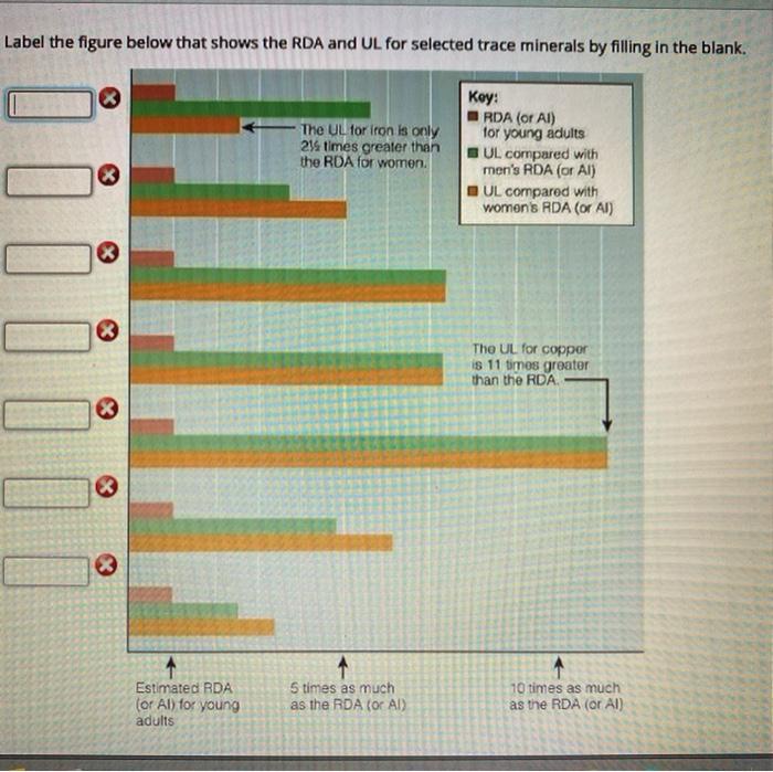 Solved Label the figure below that shows the RDA and UL for | Chegg.com