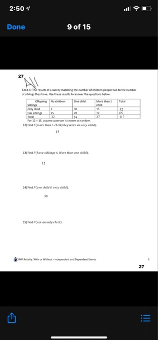 Solved 2:507 Done 9 of 15 27 TACXC. The results of a survey | Chegg.com