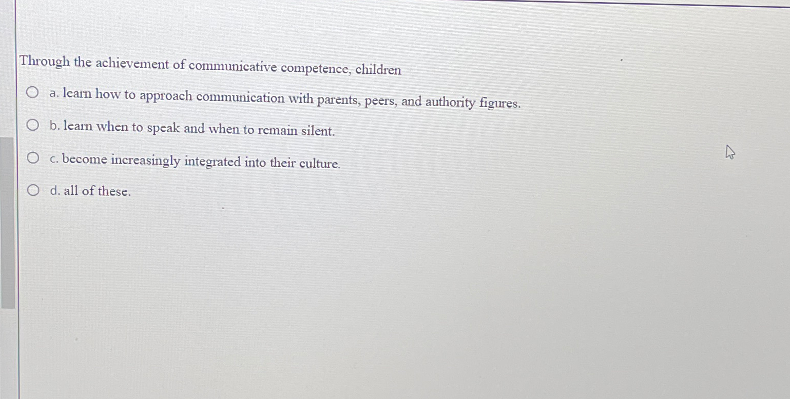 Solved Through the achievement of communicative competence, | Chegg.com