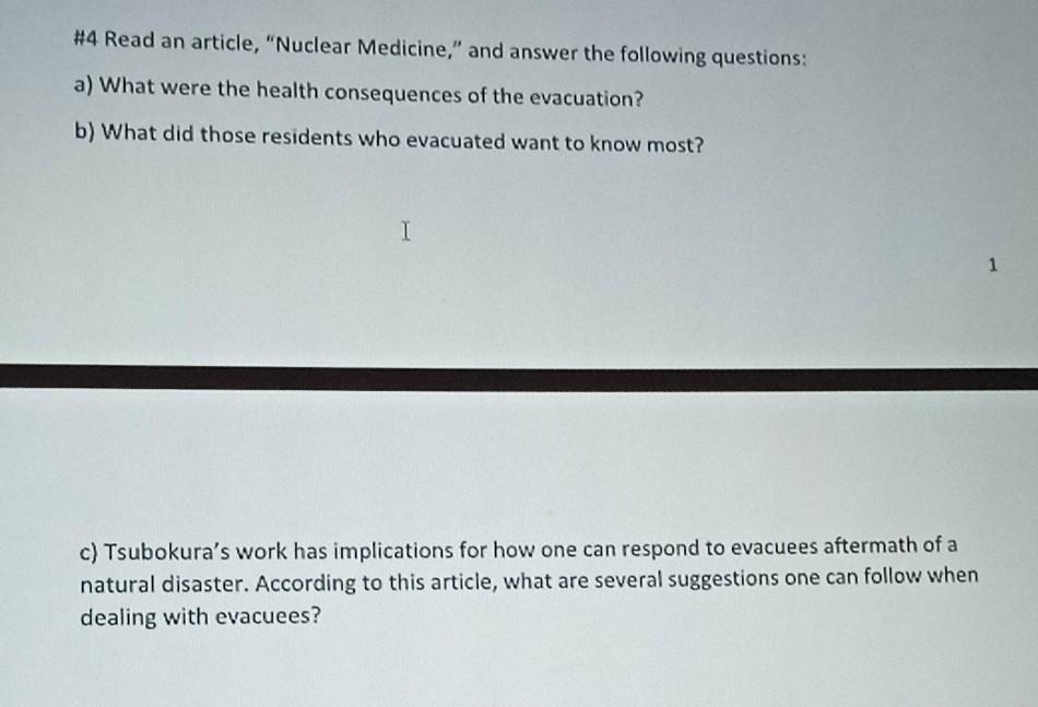 Solved H4 Read an article, "Nuclear Medicine," and answer | Chegg.com