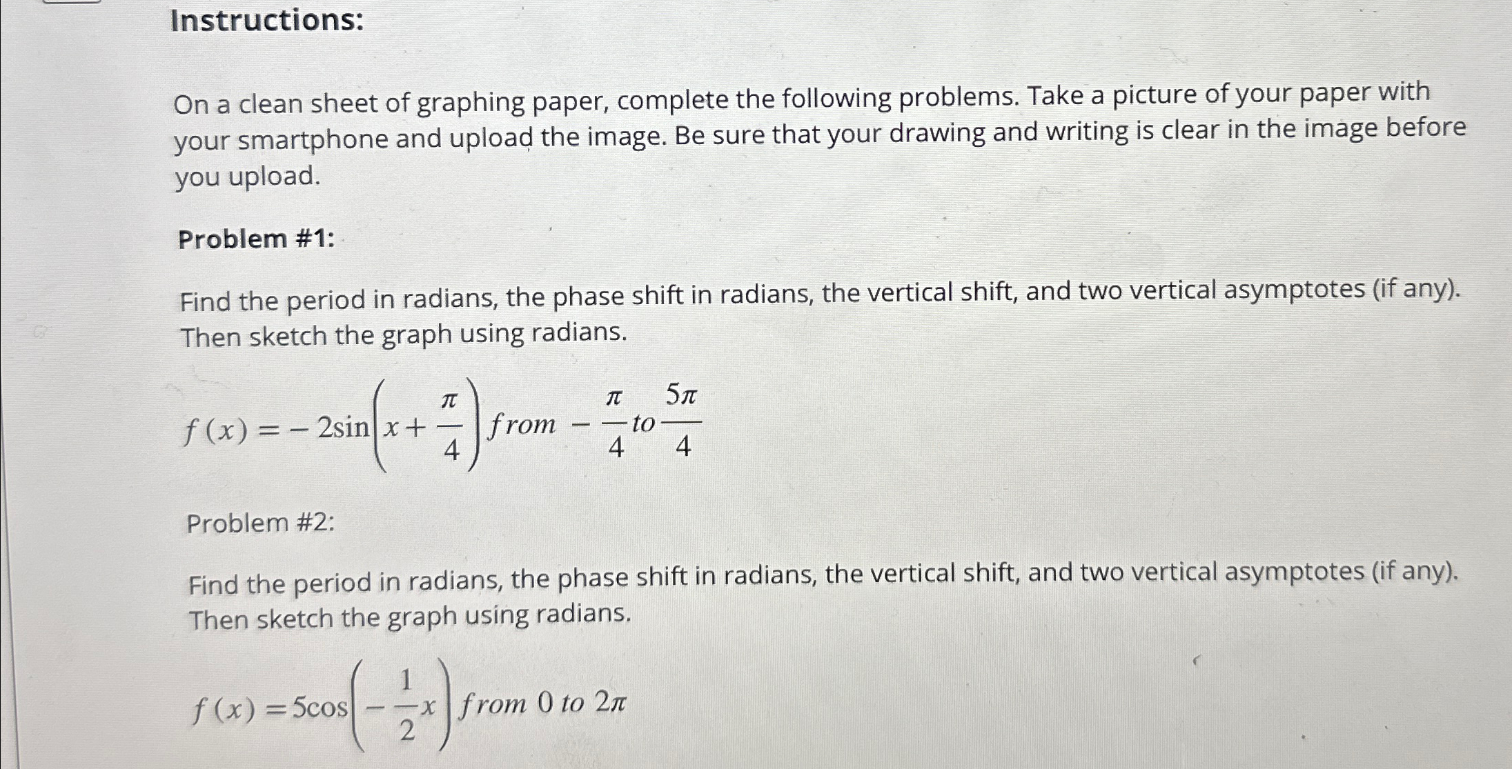 Solved Instructions:On a clean sheet of graphing paper, | Chegg.com