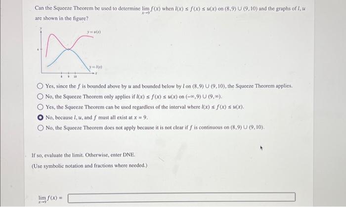 Solved Can the Squeeze Theorem be used to determine lim f(x) | Chegg.com