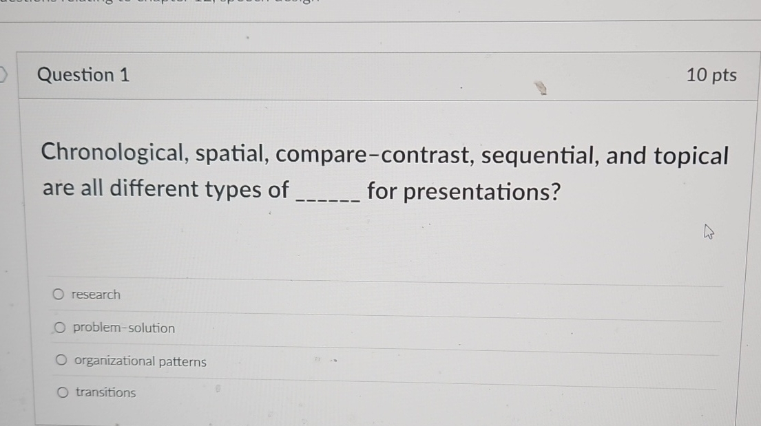 Solved Question 110 ﻿ptsChronological, spatial, | Chegg.com