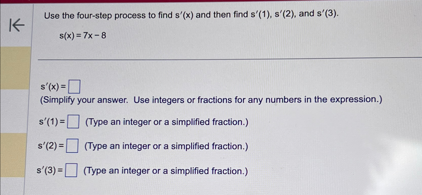Solved Use the four-step process to find s'(x) ﻿and then | Chegg.com