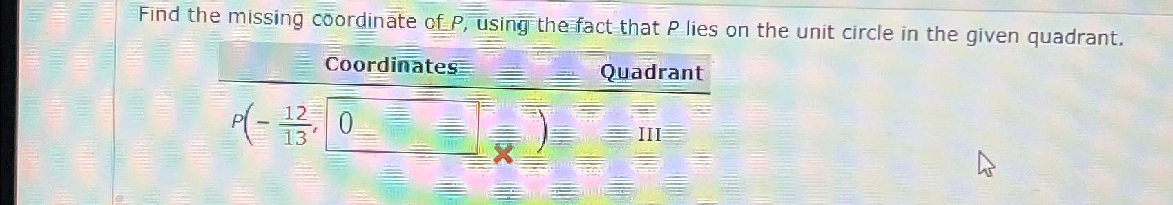 Solved Find the missing coordinate of P, ﻿using the fact | Chegg.com