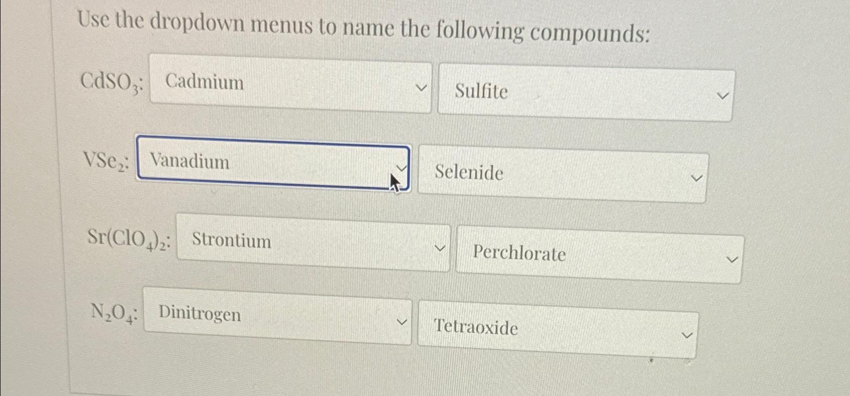 Solved Use the dropdown menus to name the following | Chegg.com