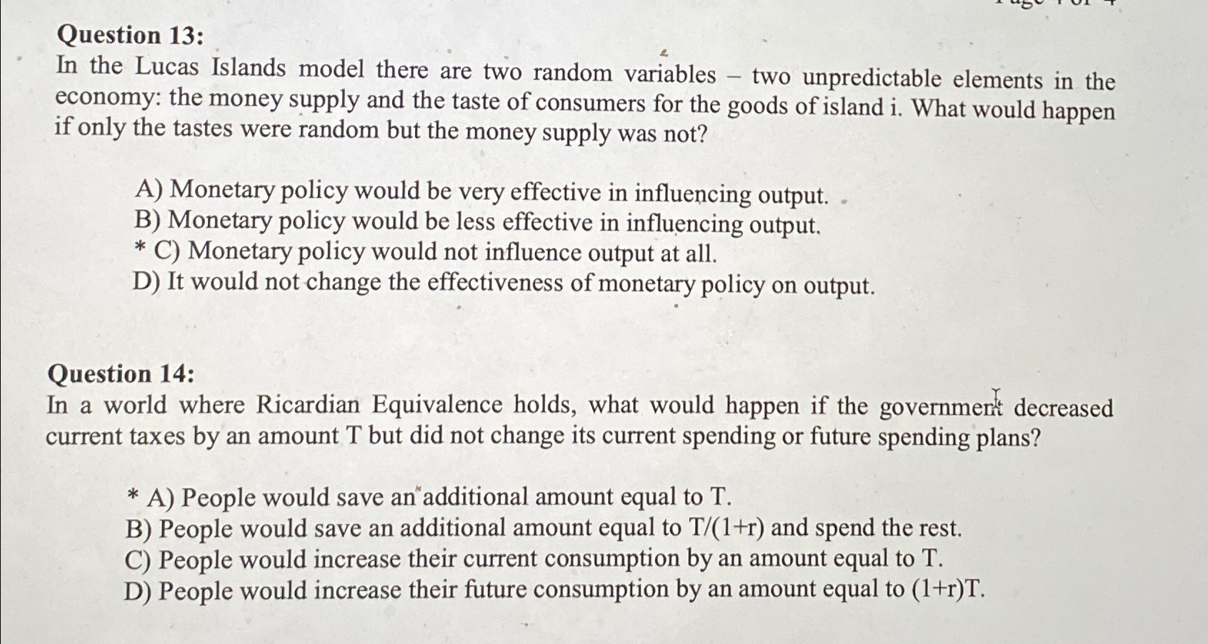 Solved Question 13:In the Lucas Islands model there are two | Chegg.com