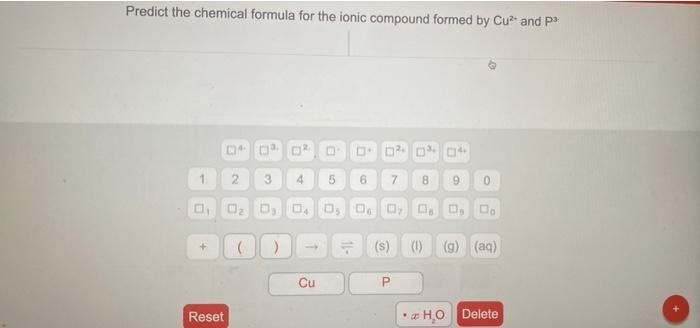 Solved Predict the chemical formula for the ionic compound | Chegg.com