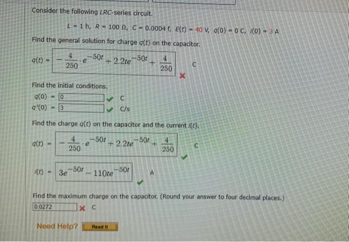 Solved Consider the following LRC-series circuit. L=1 | Chegg.com Solved Consider the following LRC-series circuit. L=1 | Chegg.com