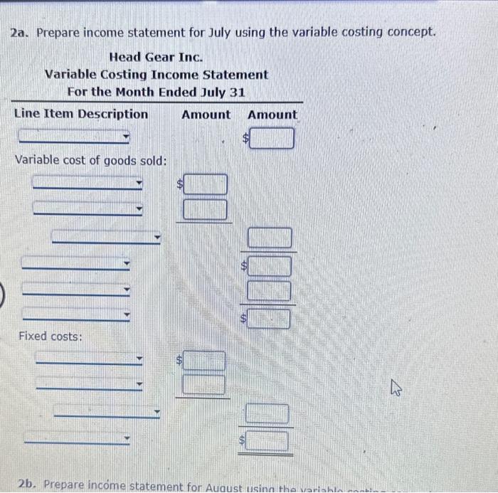 Solved 2b. Prepare income statement for August | Chegg.com