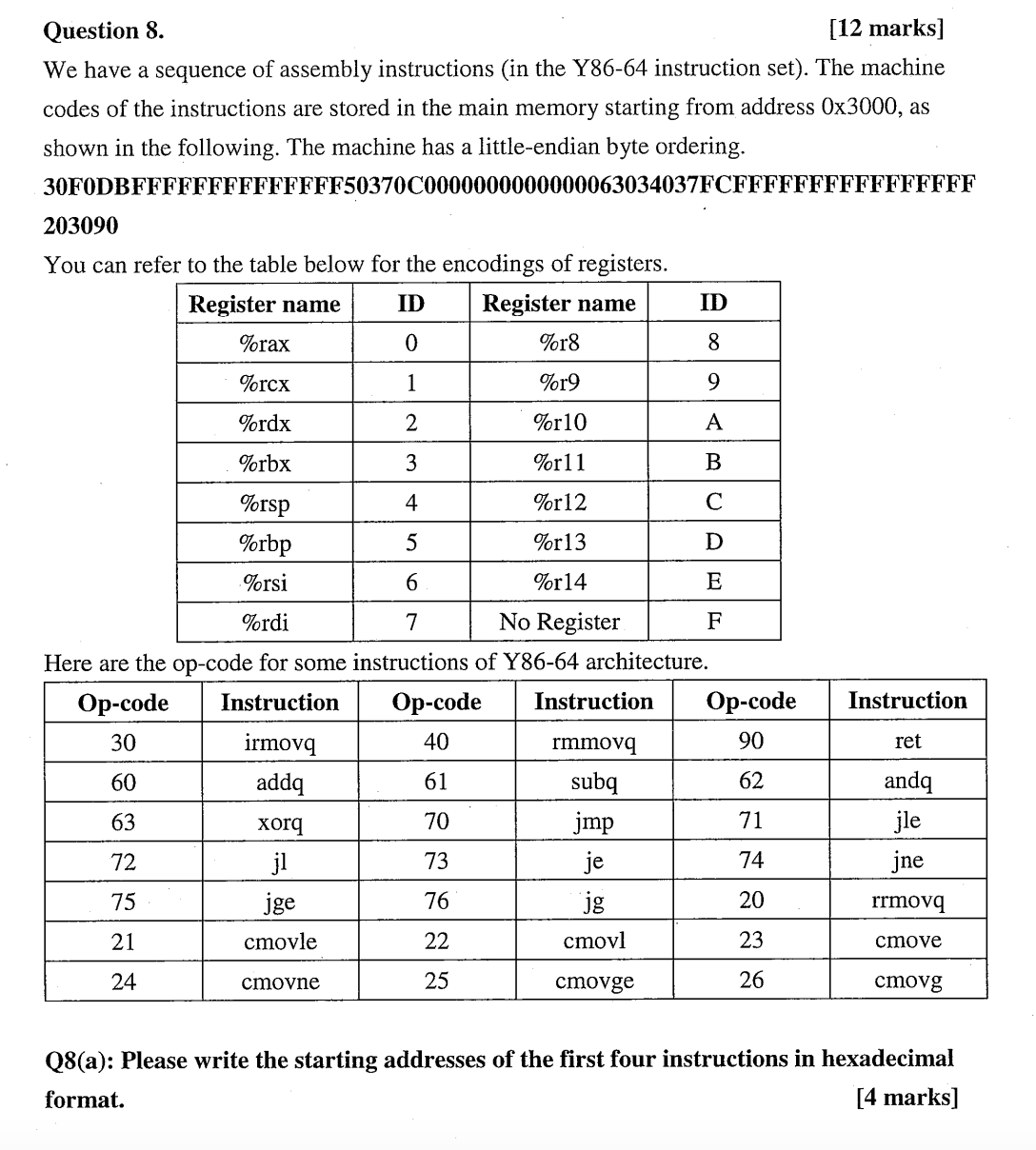 Solved Question 8.[12 ﻿marks]We have a sequence of assembly | Chegg.com