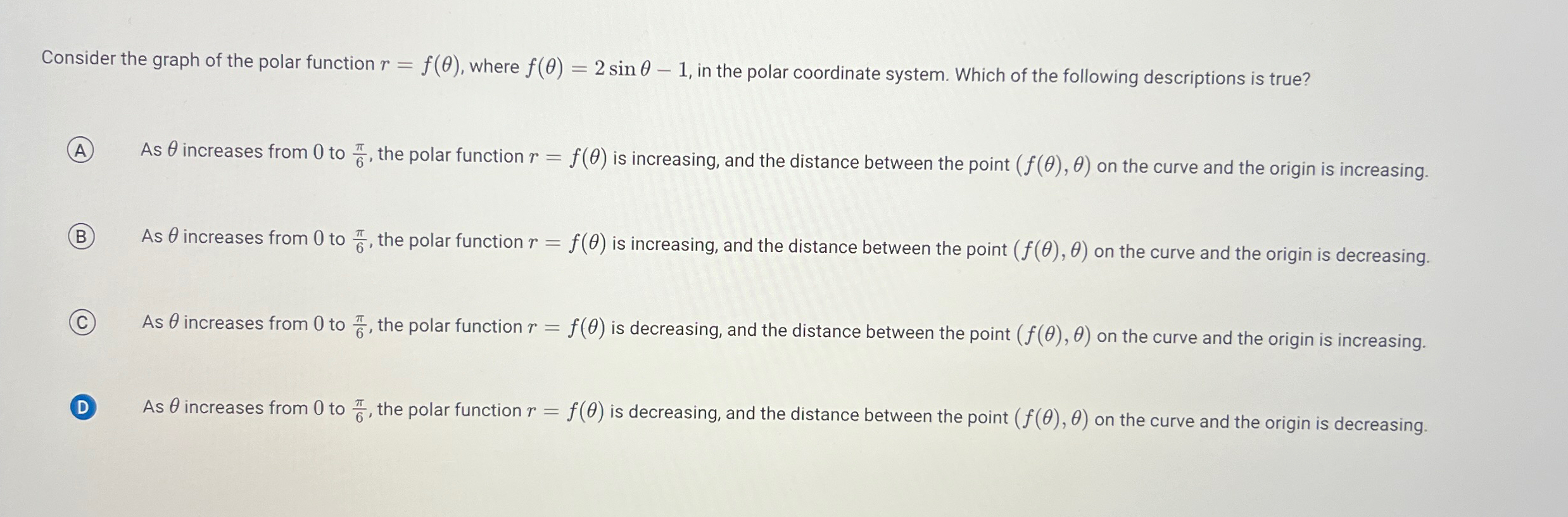 Solved Consider the graph of the polar function r=f(θ), | Chegg.com