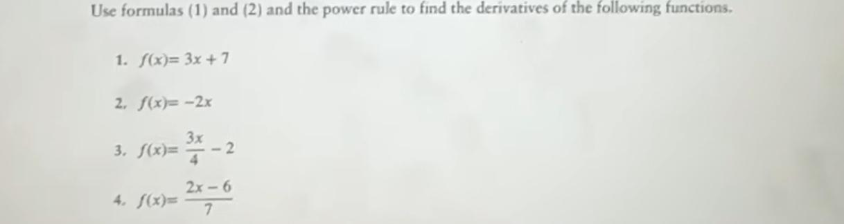 Solved Use formulas (1) ﻿and (2) ﻿and the power rule to find | Chegg.com