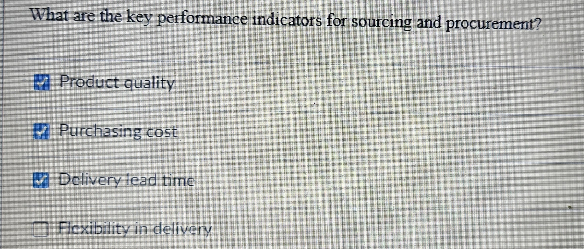 Solved What are the key performance indicators for sourcing | Chegg.com